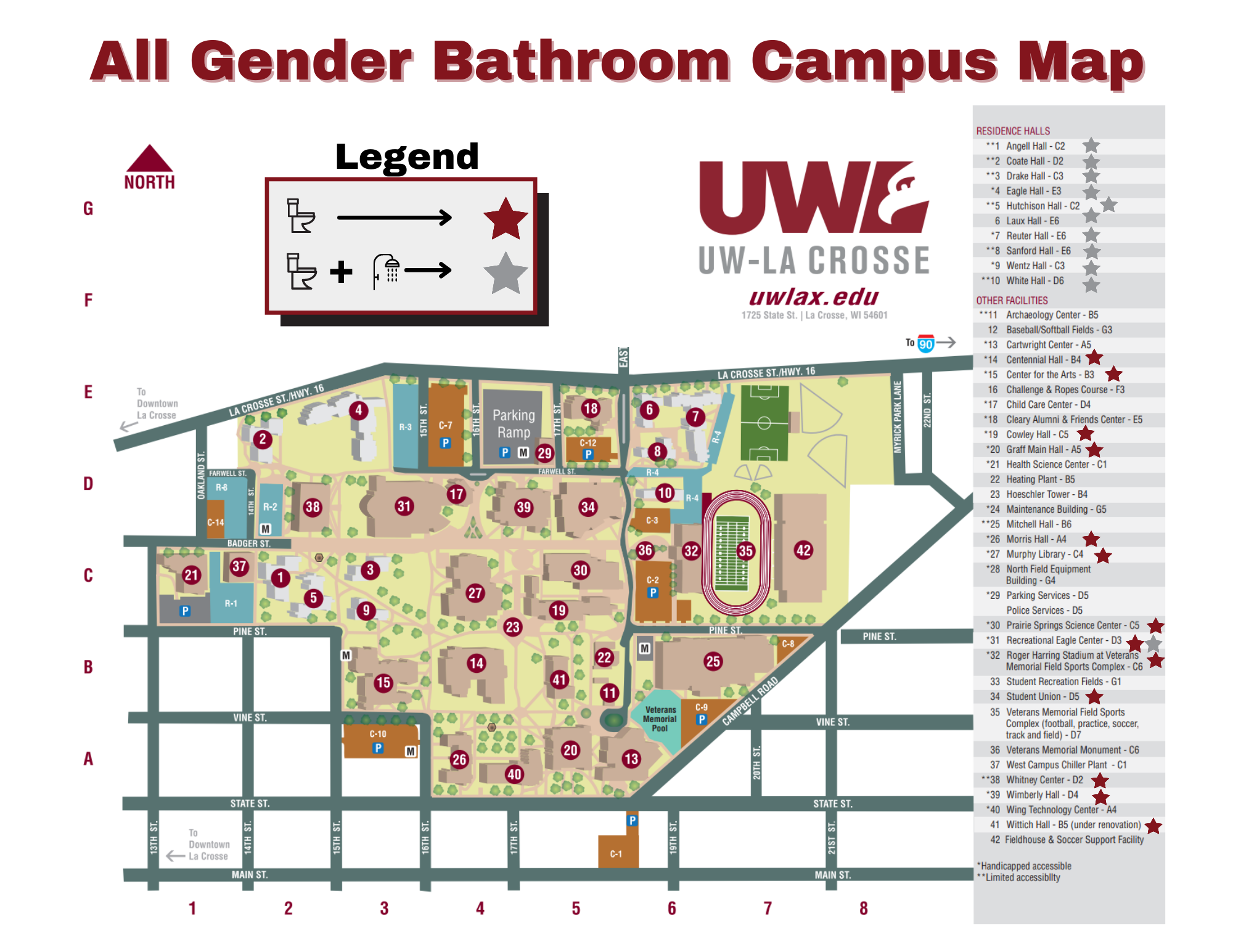 Location of Gender Inclusive Restrooms - Pride Center | UW-La Crosse