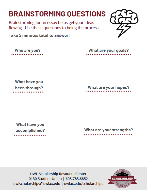 Handouts - Scholarship Resource Center | UW-La Crosse
